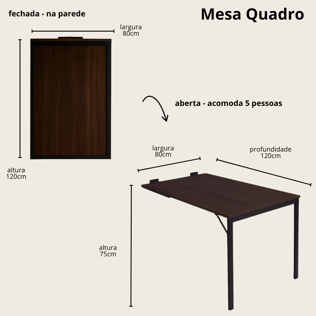 Mesa Quadro - Amadeirado Escuro